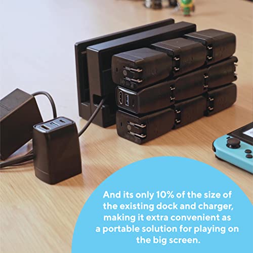 GENKI Global Covert Dock for Nintendo Switch - Ultra Portable Dock and USB-C 3.1 Cable for TV Docking & Charging, Additional 3 Regional Adapters Included