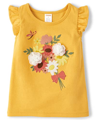 Gymboree,Girls,and Toddler Embroidered Graphic Short Sleeve T-Shirts,White Floral,12