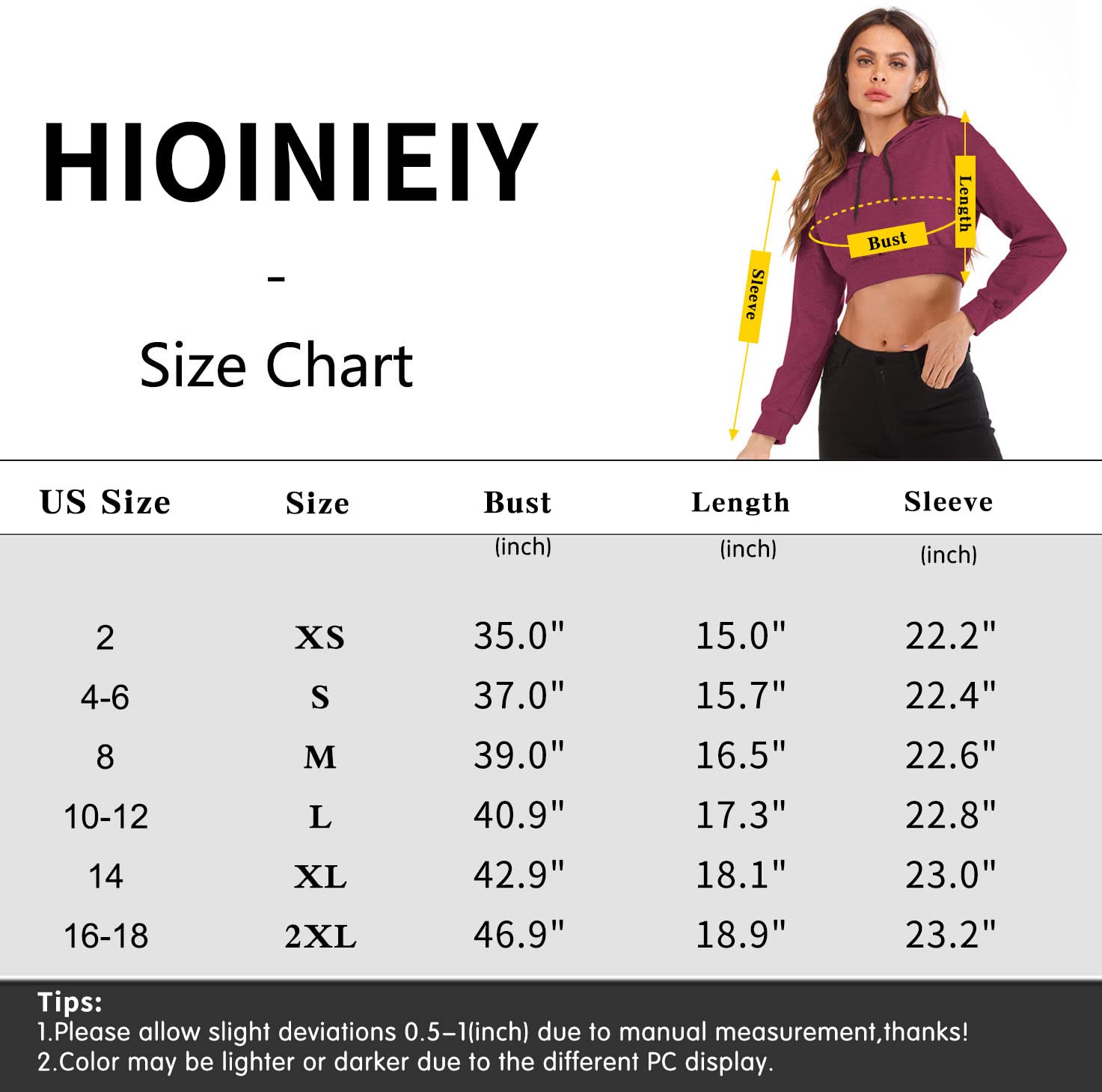 HIOINIEIY Women's Long Sleeve Pullover Crop Top Hoodie Workout Casual Cute Cropped Sweatshirt Dark Purple M