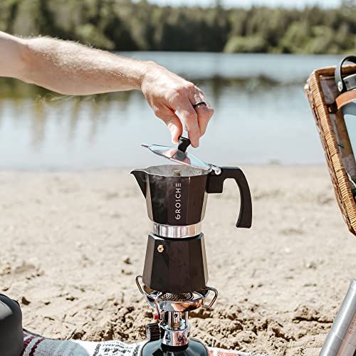 GROSCHE Charcoal Milano Stovetop Espresso Maker, 6 cup