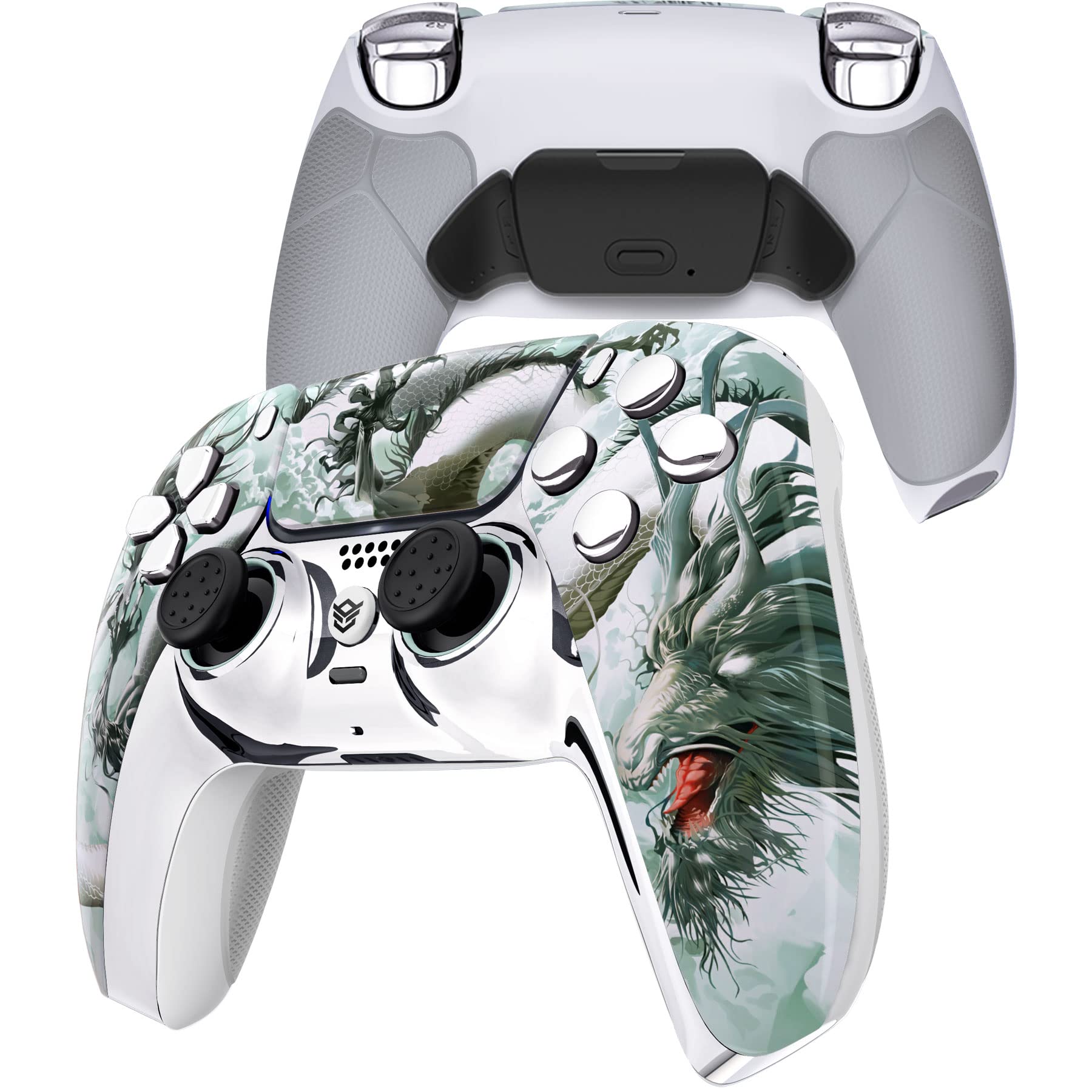 HEXGAMING RIVAL 2 Back Buttons & Exchangeable Thumbsticks & Fast Shot Compatible with ps5 Elite Controller FPS Gampad - Jade Dragon Cloud Dominator