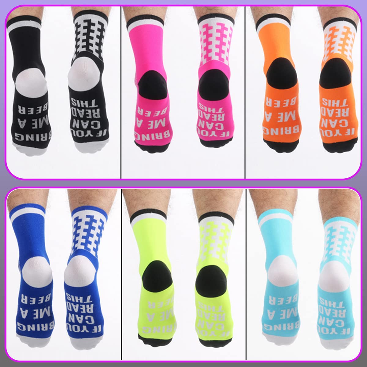GuaziV Cycling Socks for Men & Women,Colorful Compression Hiking Socks Running Socks for Travelling, Walking, Climbing
