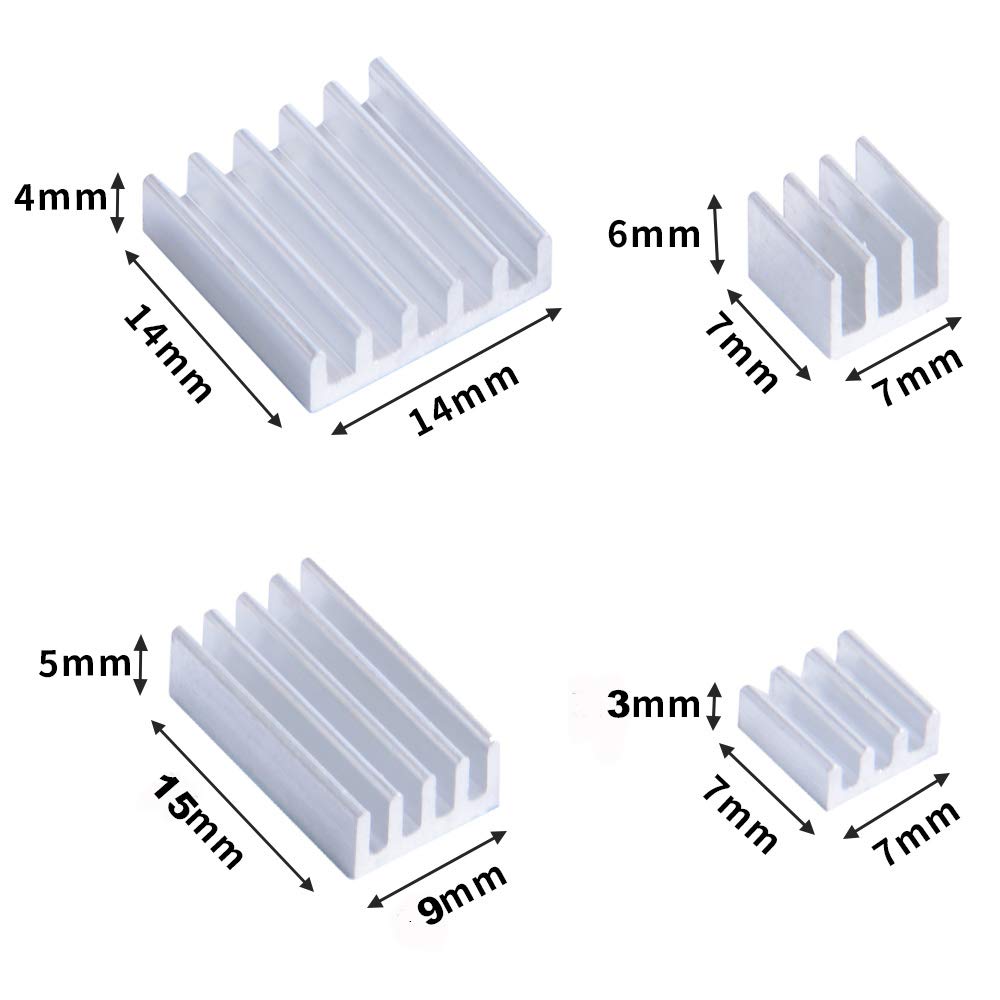 GeeekPi Heatsink for Raspberry Pi 4, 20PCS Pi 4 Aluminum Heatsinks with Thermal Conductive Adhesive Tape for Raspberry Pi 4 Model B (Raspberry Pi Board is Not Included)