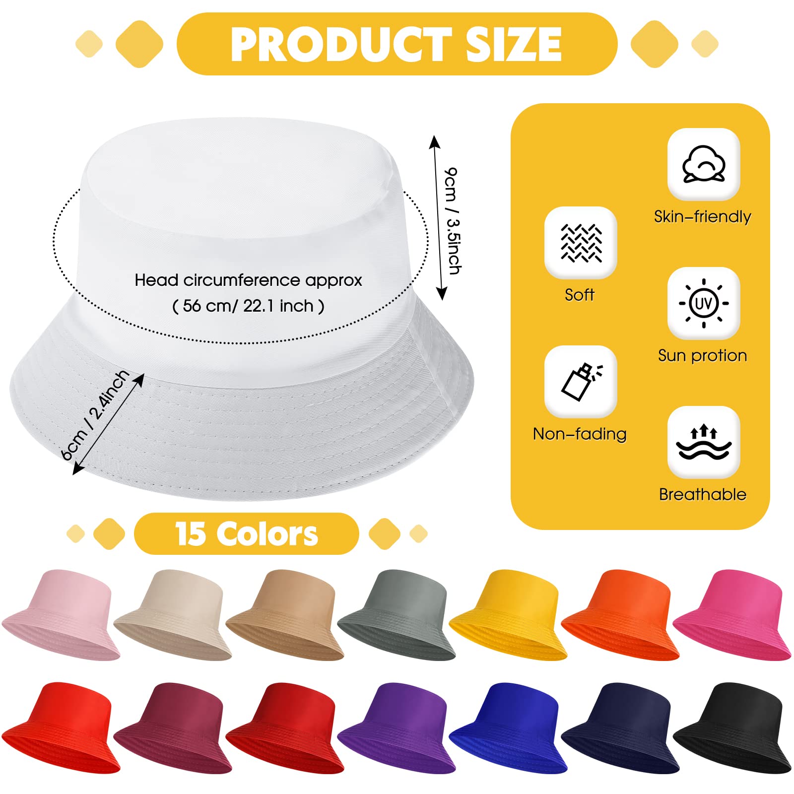 Haysandy 30 Pieces Solid Bucket Hat Bulk Packable Fishing Hats Travel Bucket Hat Beach Fishing Cap for Women Men(Multicolor)