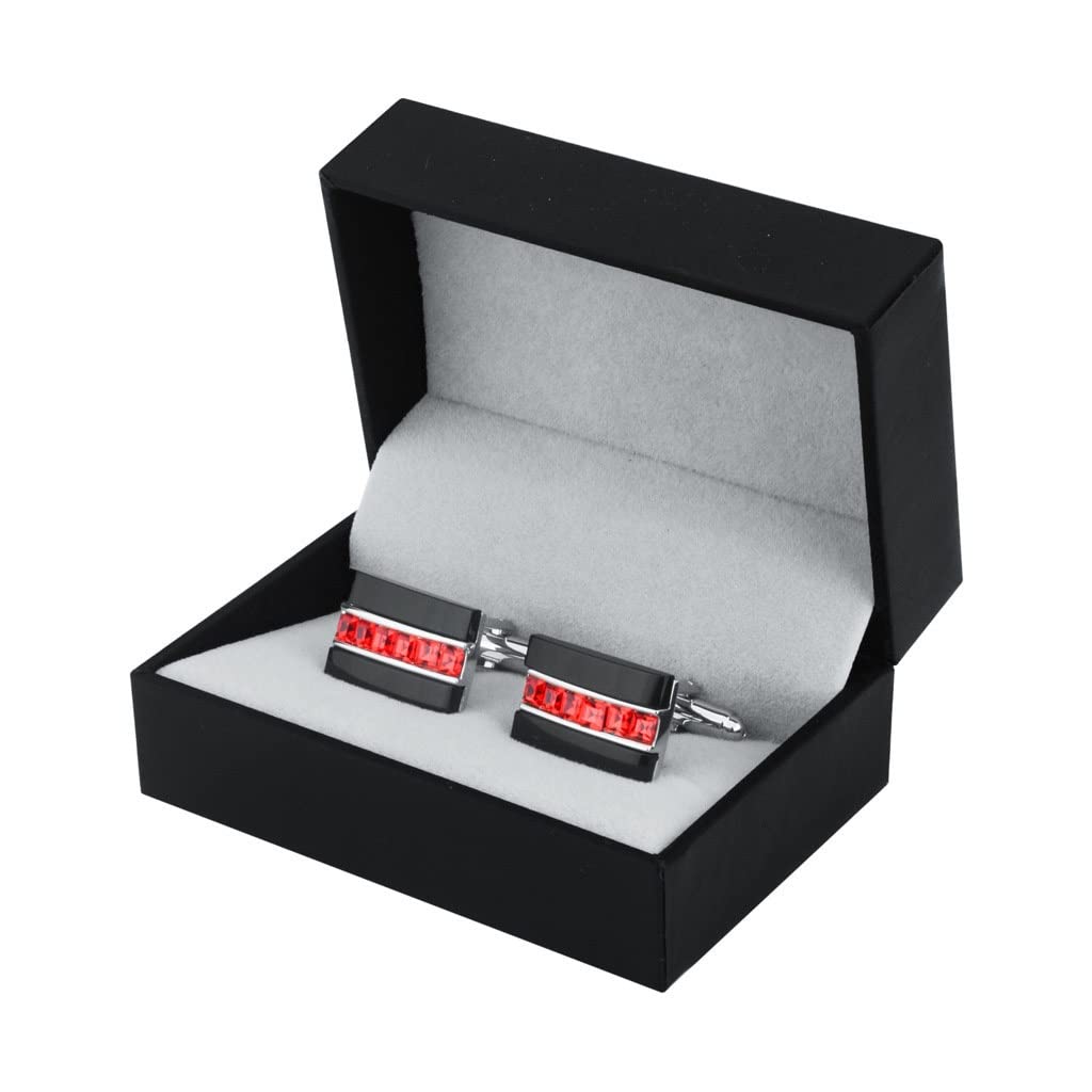 GPPZM Shirt Cufflinks for Mens Cuff Buttons Black Onyx Red Crystals Cuff Links Wedding Party Cufflink (Color : A, Size : One Size)