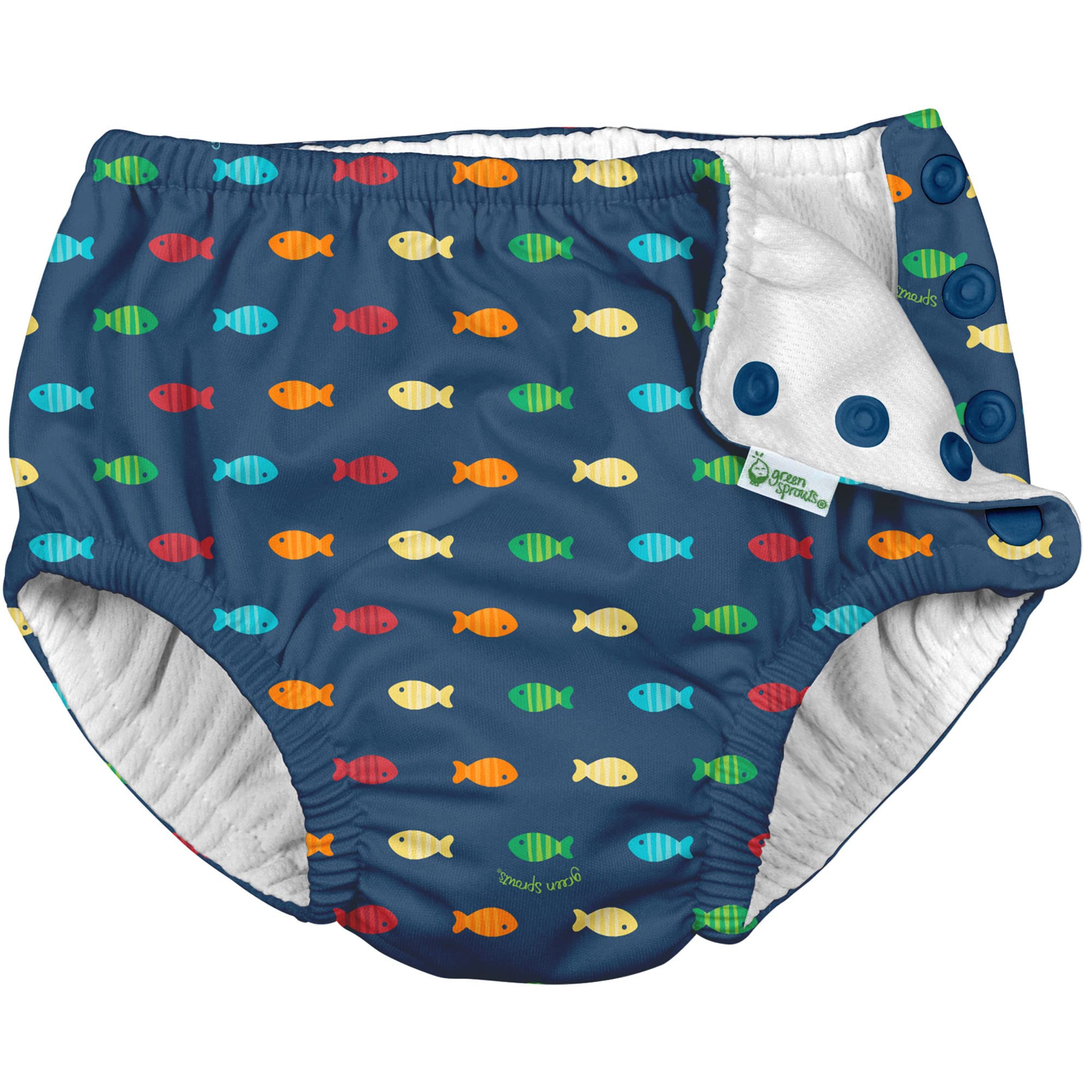 i Play 2 Pack Boys Reusable Baby Swim Diapers Navy Fish Geo and Tidal Waves 12 Months