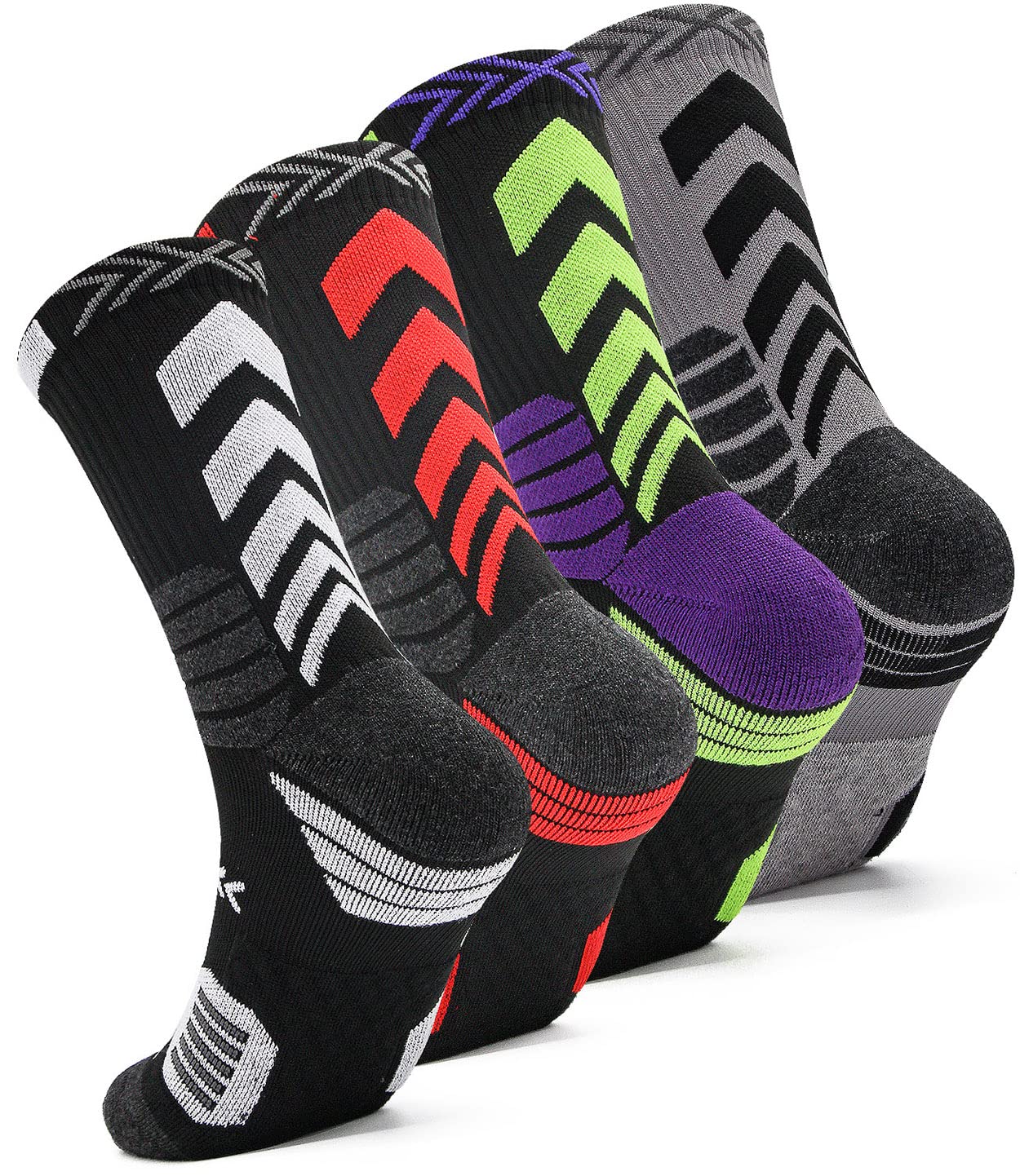 GOQCN Mens Basketball Socks Elite Athletic Crew Socks for Womens Youth Boys Grey Black, 6-12