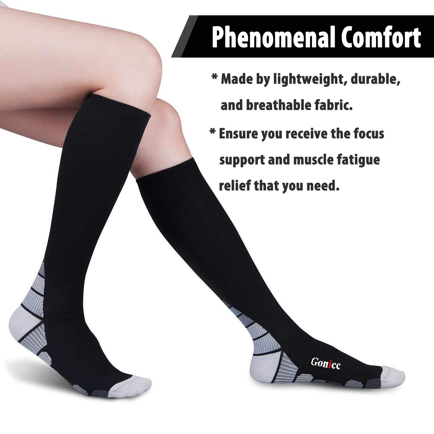 gonicc Professional Compression Socks for Men & Women (20-30 mmHg), Medical Stockings Support Circulation, Recovery β Best Graduated Athletic Socks for Nursing,Volleyball Protective Gear Ankle Guards