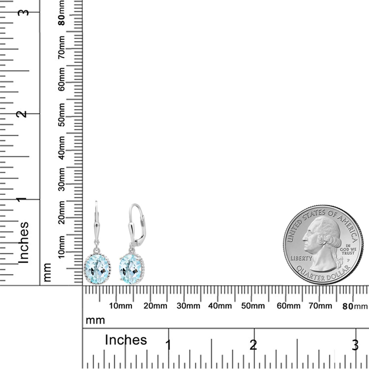 Gem Stone King 925 Sterling Silver 9X7MM Oval Gemstone Birthstone Leverback Drop Dangle Earrings For Women