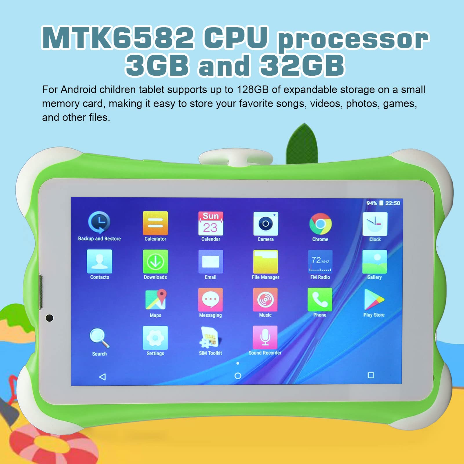 HEEPDD Kids Tablet, RAM 3GB ROM 32GB Toddler Tablet Eye Protection 7 Inch for School (US Plug)