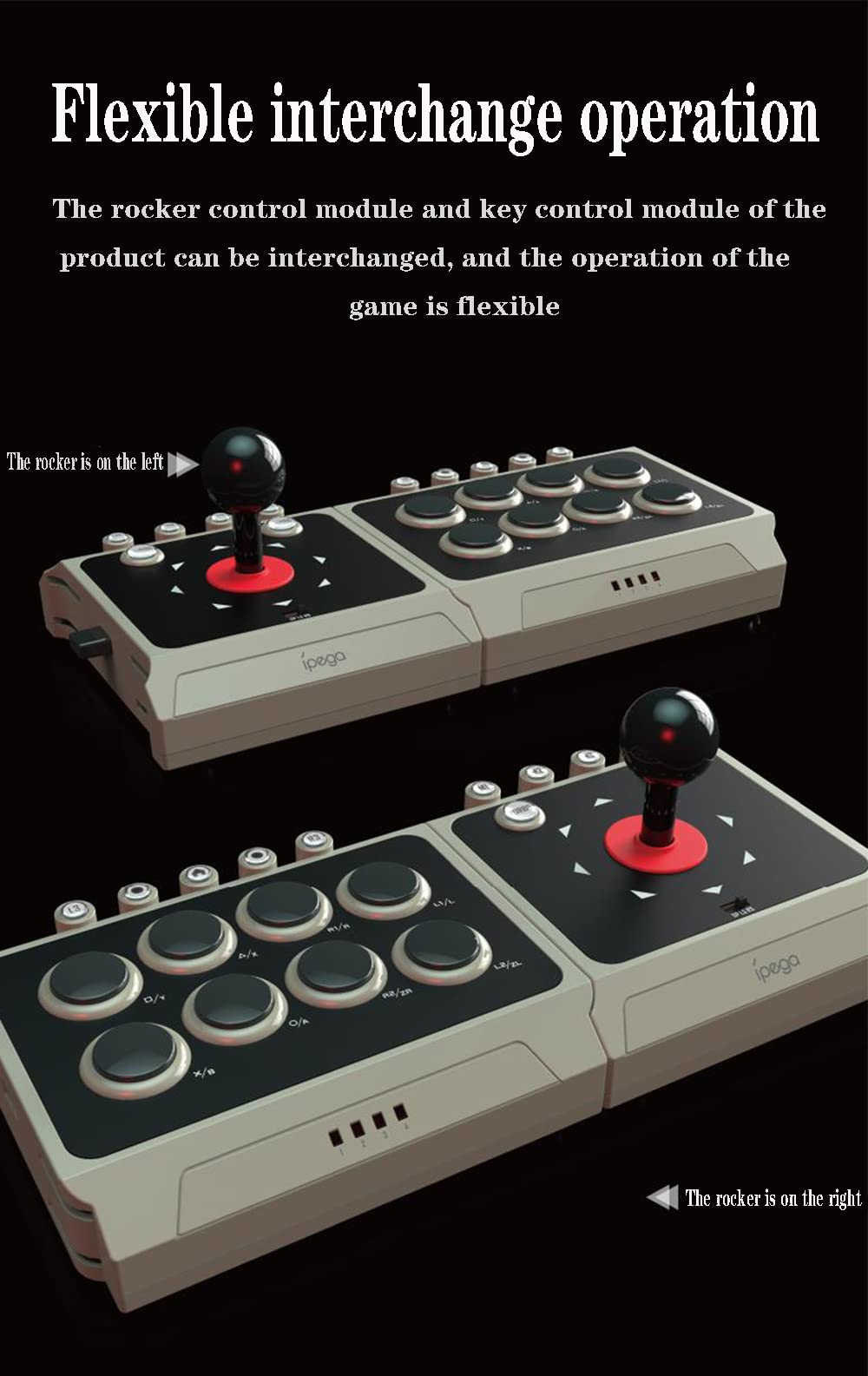 ipega PG-9221 Arcade Stick PC Street Fighter ps4 Arcade Stick Rocker whit TURBO one button continuous sending, MACRO programming for PS4/PS3/N-Switch/PC(windows 7/8/10)