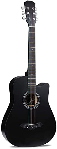 Guitar Kit, String Instrument Electronic Guitar Acoustic Guitar Beginner Ballad Musical Instrument Student Practice Handmade Spruce Metal Steel String Waterproof Backpack Tuner (Color : Black, Size