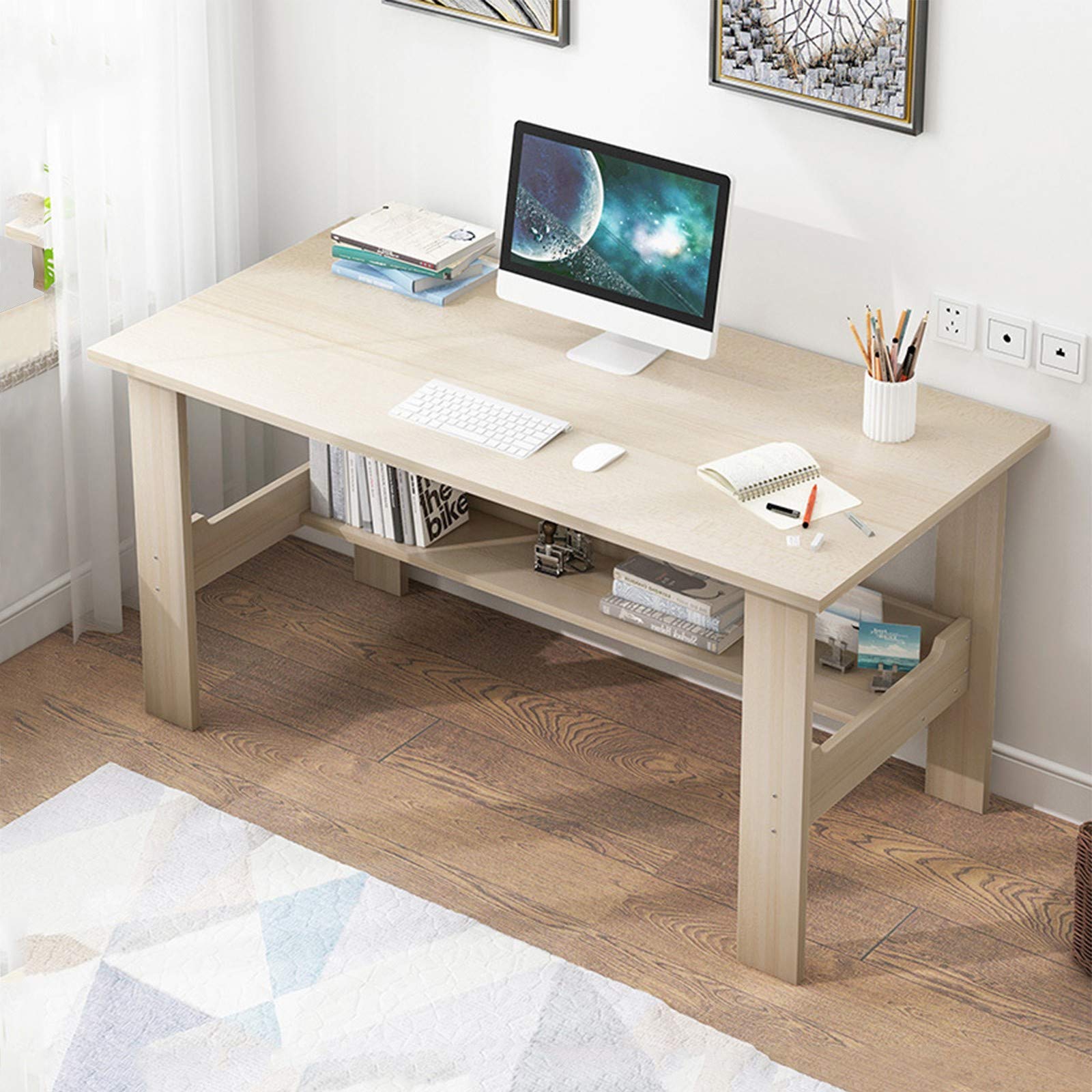 Home Office Computer Desk,Computer Workstations Bedroom Laptop Study Table Office Desk Workstation Home Desktop Computer Desk Gaming Laptop Desk (White)