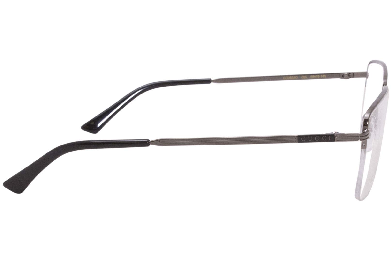 Gucci GG0834O 005 Eyeglasses Men's Ruthenium/Black Semi Rim Optical Frame 58mm (Silver, 58)