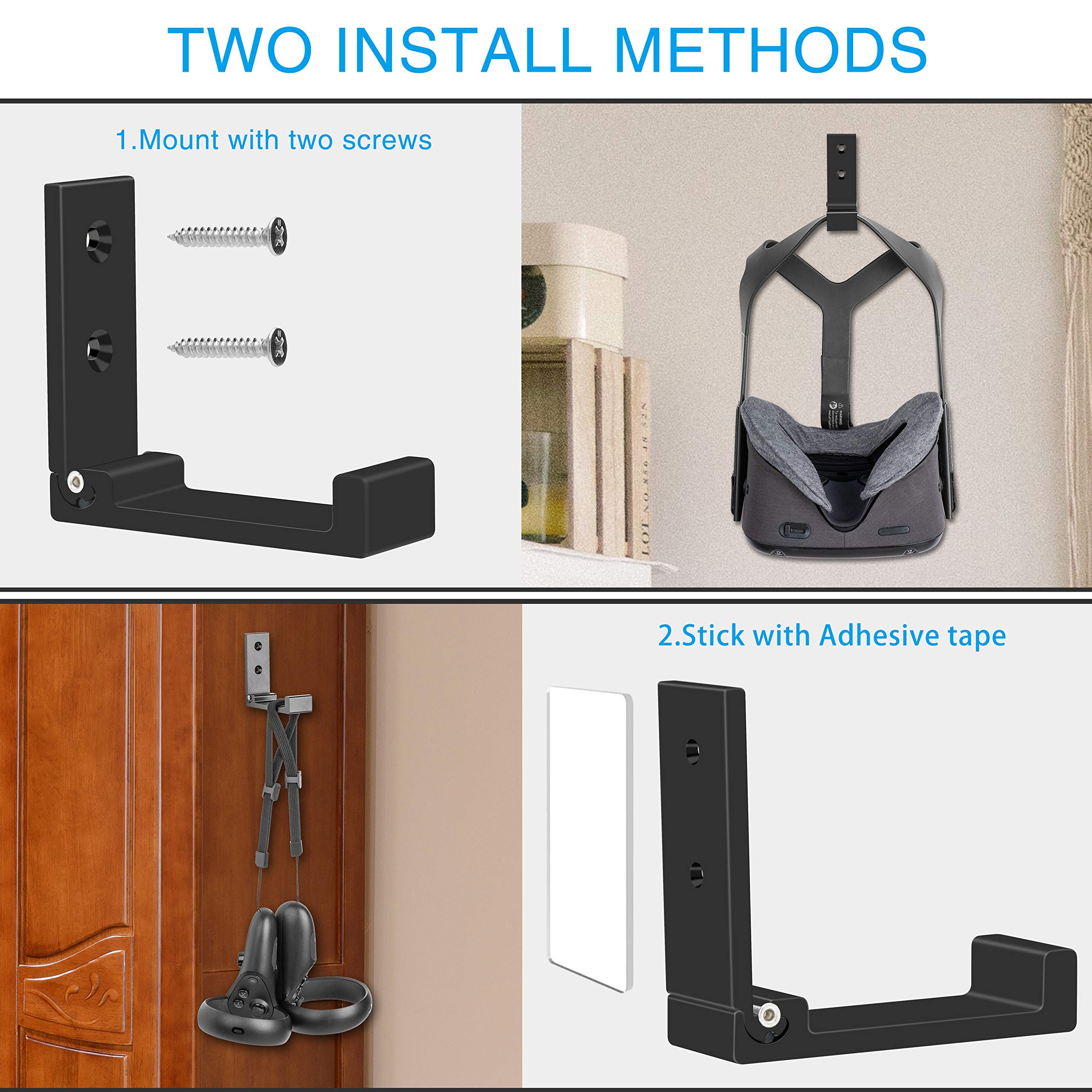 Globular Cluster VR Wall Mount Stand Hook Compatible with Oculus Quest 2/Oculus Rift S/Quest 1 Gen & Valve Index/Vive PRO Headset and Touch Controllers