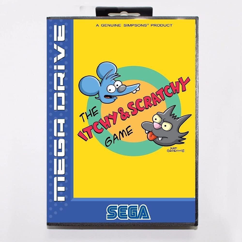 Itchy And Scratchy Game Cartridge 16 Bit MD Game Card With Retail Box For Sega Mega Drive For Genesis (Black)