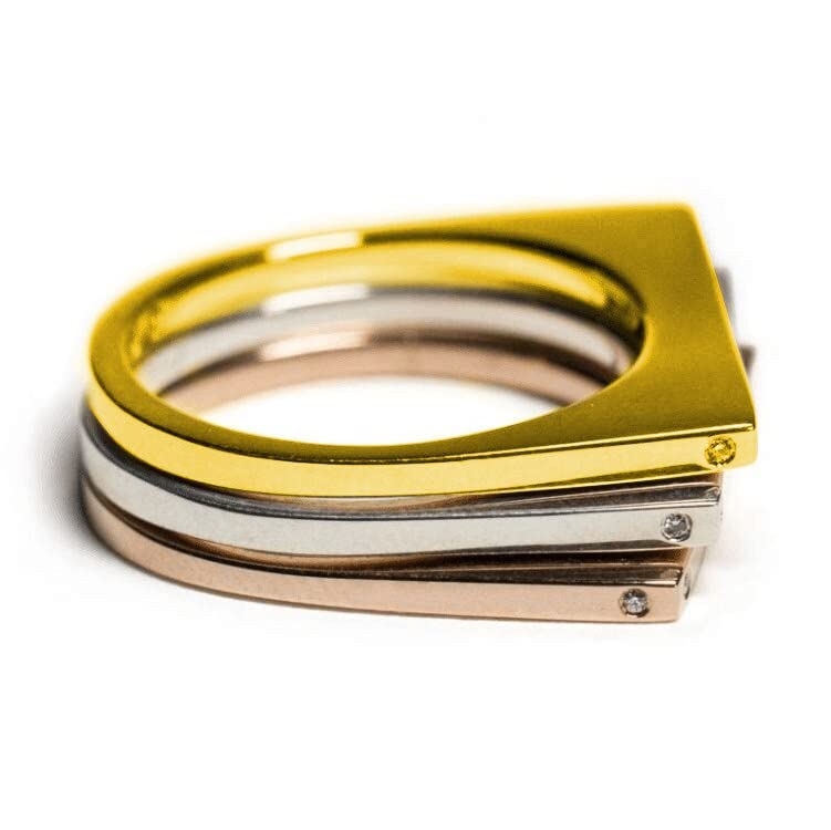 Geometric Ring Simple Two Bar Round Rings for Women Stainless Steel Simple Rose Gold Matte Wedding Party Rings