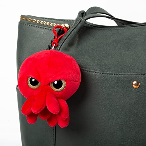 Grumpy Baby Octopus Stuffed Animal Keychain - Mini Plush Keychain Pendant with Clip - Super Cute Soft Stuffed Animal Plushie Toy for Backpack, Handbag, Purse, Car Accessories (Red, 3β)