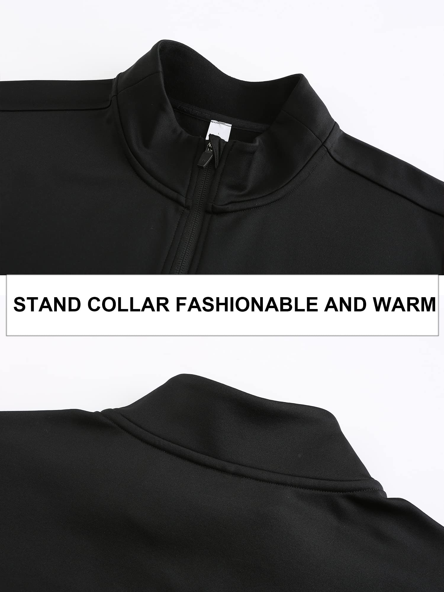 GRAMVAL Men's Track Jackets Midweight Sweatshirts Full Zip Up Mock Neck Long Sleeve Tops with Pocket Black XL