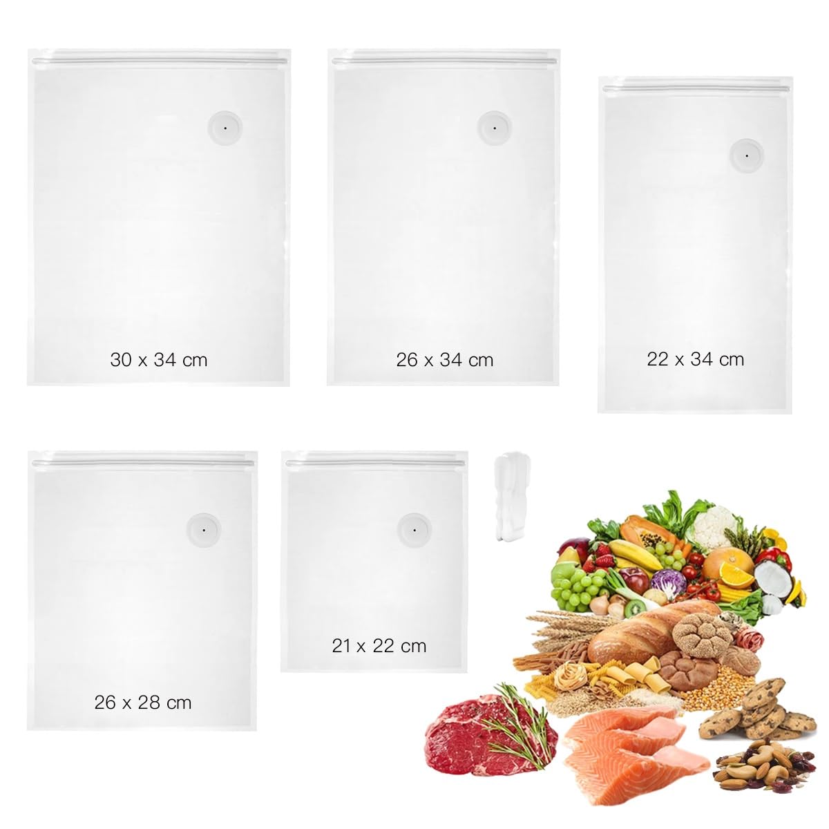 GenieX Vacuum Sealer Bags for Food Saver, Vacuum Seal Bags for Food Storage, Reusable Freezer Vacuum Storage Bags | Enhanced Air Valve, Easy to get vacuum, Keep Fresh Longer (20pcs pack)