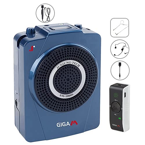 GIGAPHONE SM1000S 40W 2.4GHz Wireless Portable Voice Amplifier with a Wireless Transmitter, 4Types of Microphones, Pouch, Shoulder Strap and 3.5mm AUX Cable