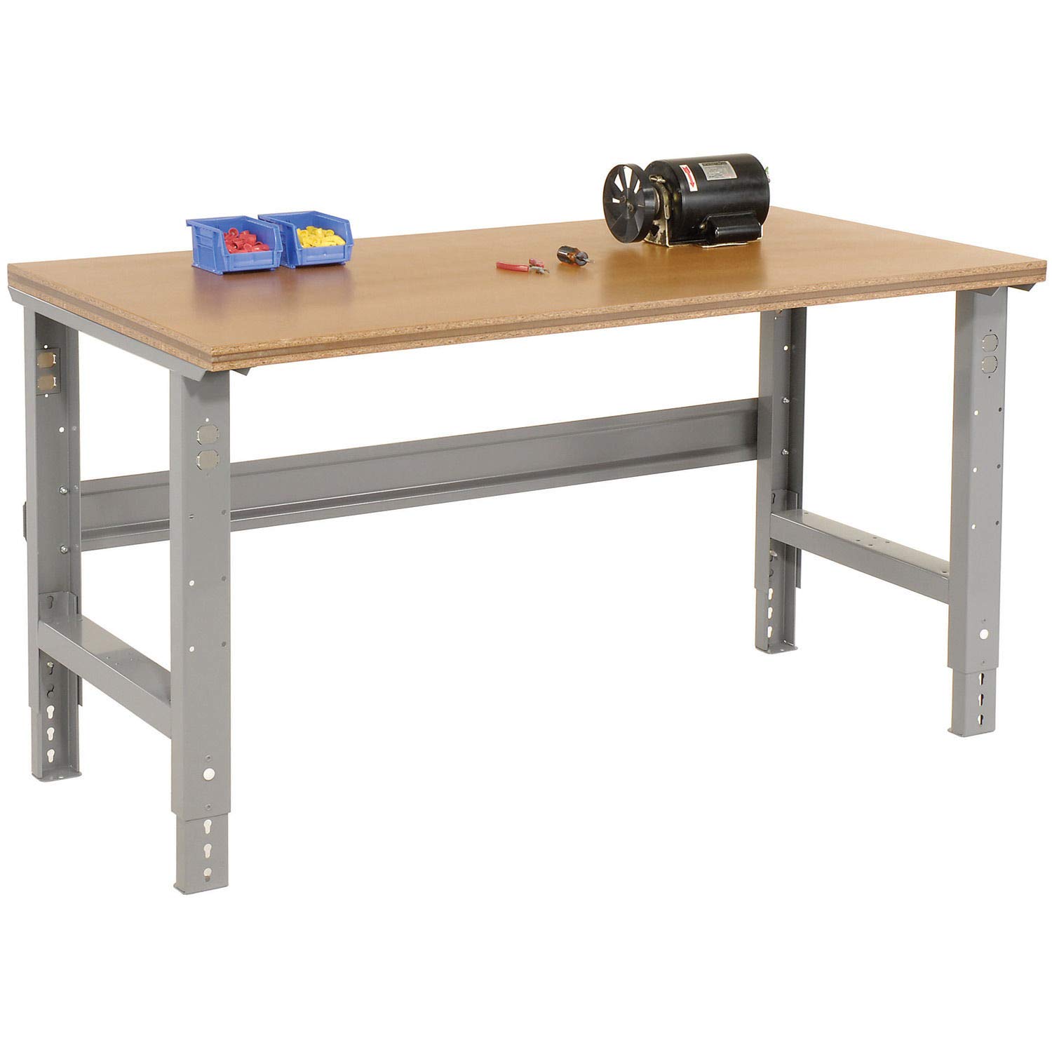Global Industrial Adjustable Height Workbench C-Channel Leg, Shop Top Square Edge, 60"W x 30"D, Gray