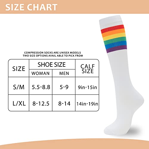 hello momoya Compression Socks for Women Men Knee High Support Socks 8 Pairs for Nurses, Running, Flying, Athletic