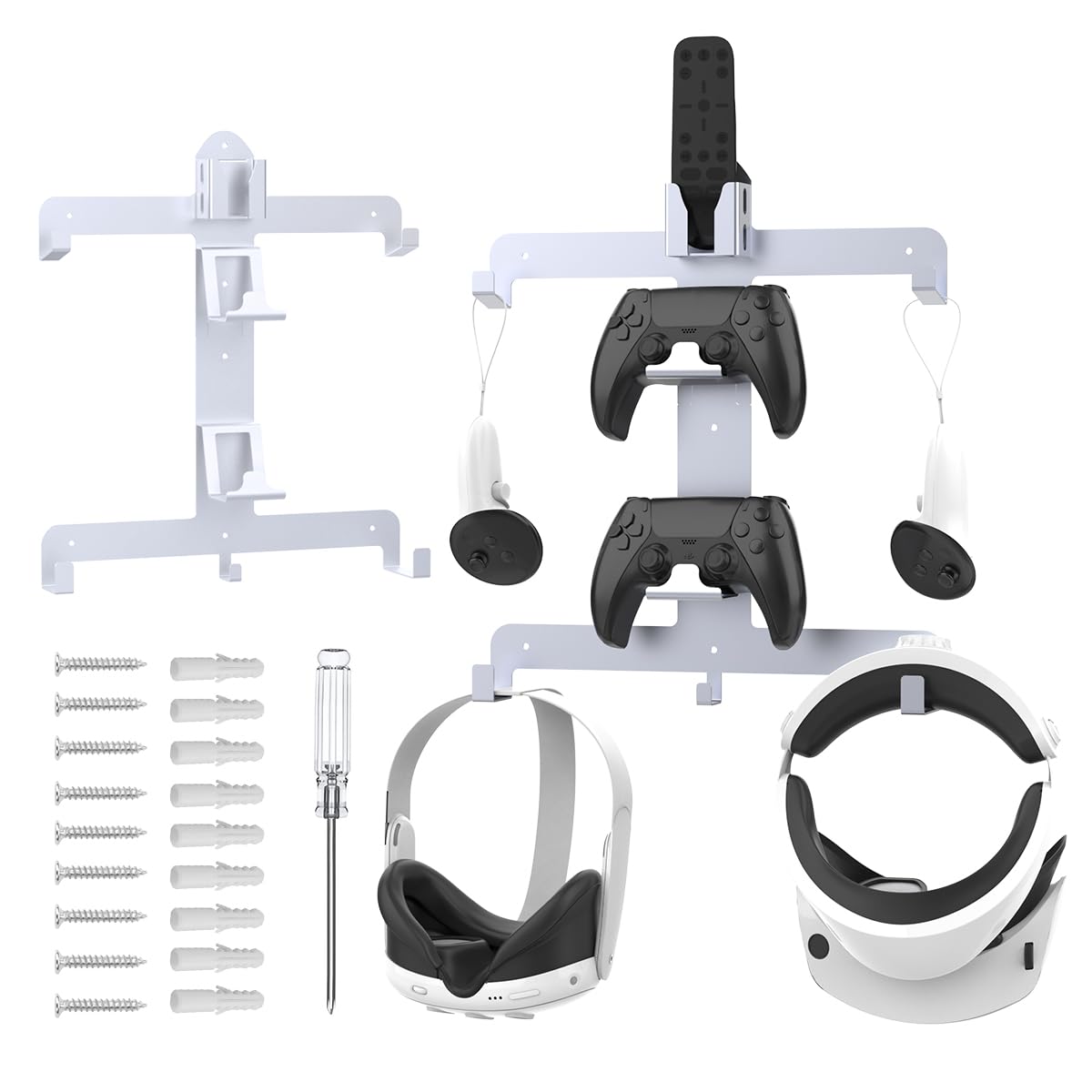 Hacksya Wall Mount for Meta Oculus Quest 3,All in 1 VR Wall Mount Storage for Most VR Headset Controller And Holder Compatible with PS VR2,Valve Index,for Meta Oculus Quest 2 Quest 3 Accessories