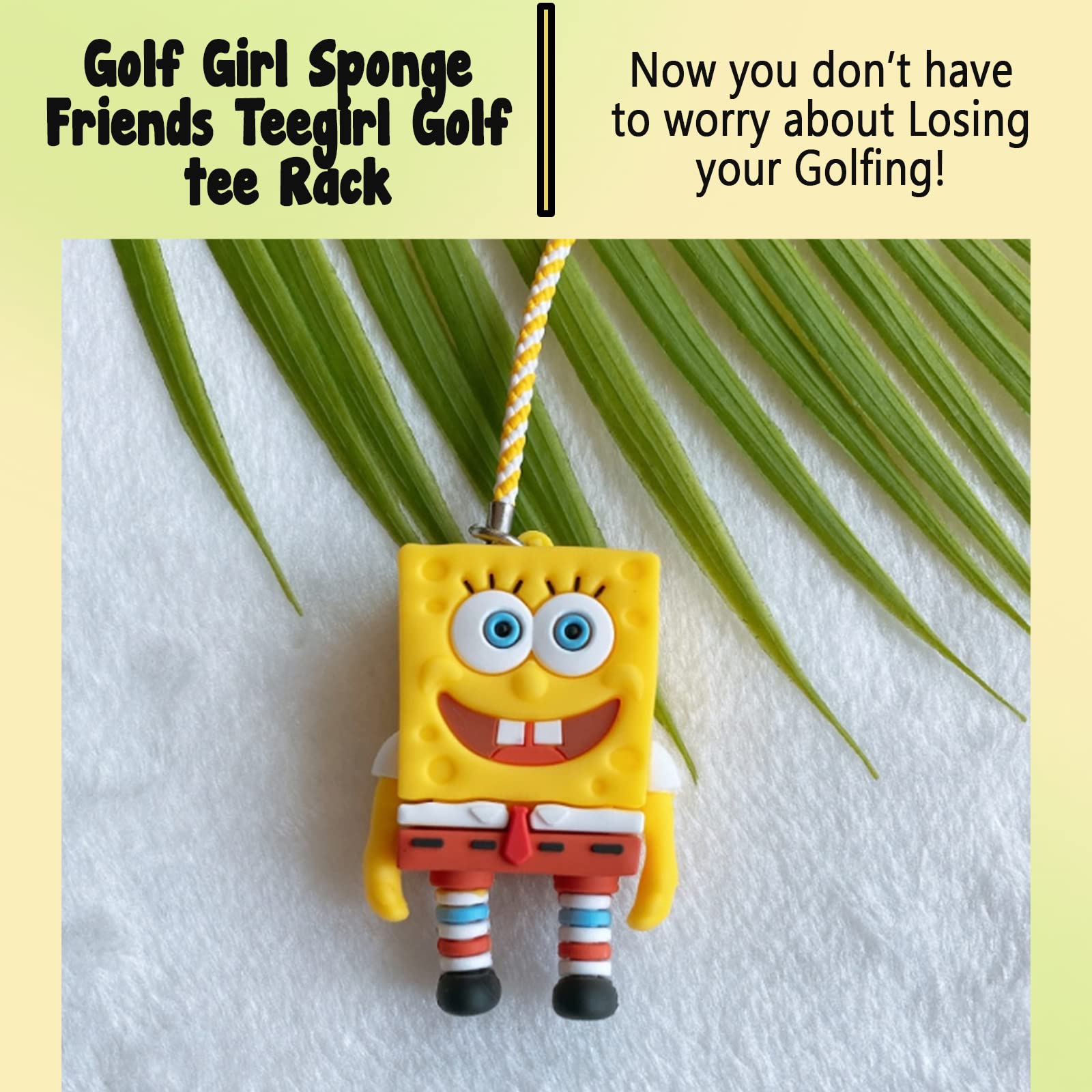Golf Girl Sponge Friends Teegirl Golf tee Rack, Putter Keeper, Golf Ball Marker, Golf Supplies, rou and Golf tee Holder (Yellow Sponge)