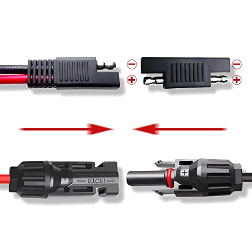 Goupchn Solar Panel Connectors to SAE Adapter Cable 10AWG Solar to SAE PV Extension Wire with 2PCS SAE to SAE Polarity Reverse Adapters for RV, Caravan, Solar Panels, Battery Charger Kit