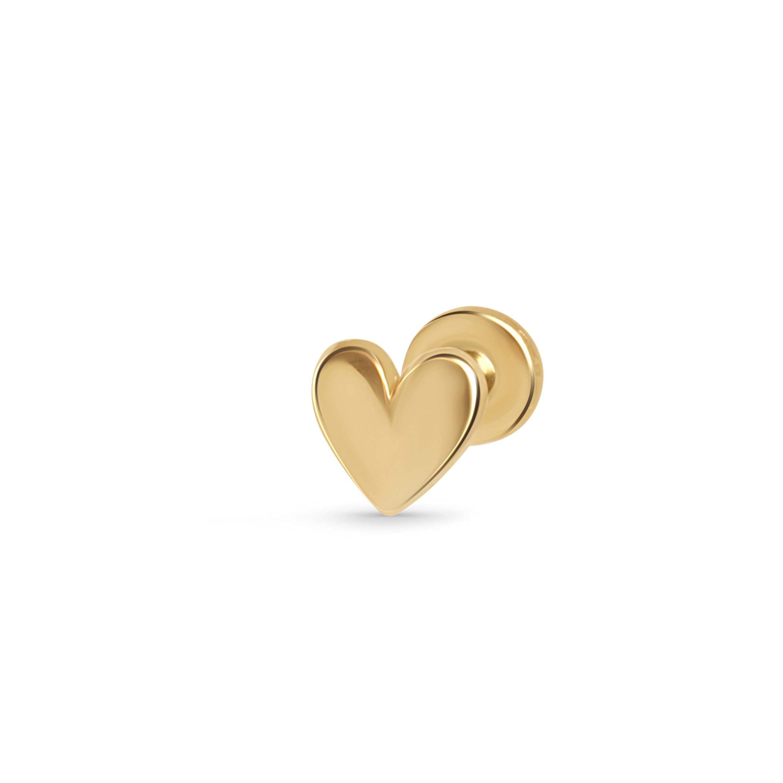 Heart Earring For Women 14k Gold Valentine Earring Gift Cute Solid Gold Stud For Men Flat Back Stud Earring Labret Jewelry Helix Earring Daith Jewelry Hypoallergenic Earring Sold Separately