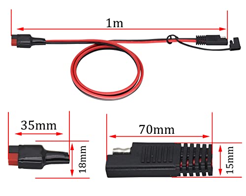 HCFeng 12AWG SAE to an-der-Son Cable Solar to SAE Extension Adapter with 1 SAE Polarity Reverse Solar Power Connector Kits for Go-al/Ze-ro Ye-ti/Su-ao-ki/Solar Generator [2Ft/60cm]