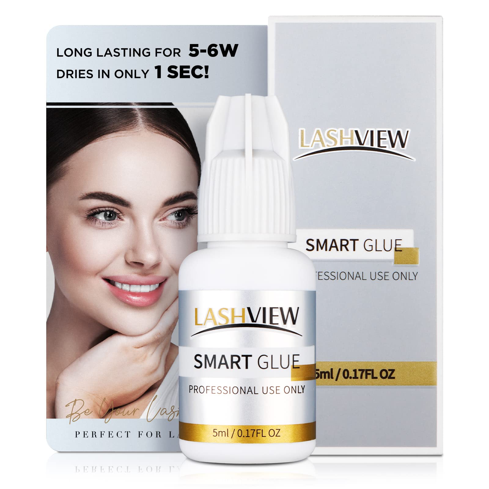 LASHVIEW Eyelash Extension Glue -1s Extra Strong Lash Glue 5ml| Semi-Permanent Maximum Bond Power Black Adhesive for Professional Use Only