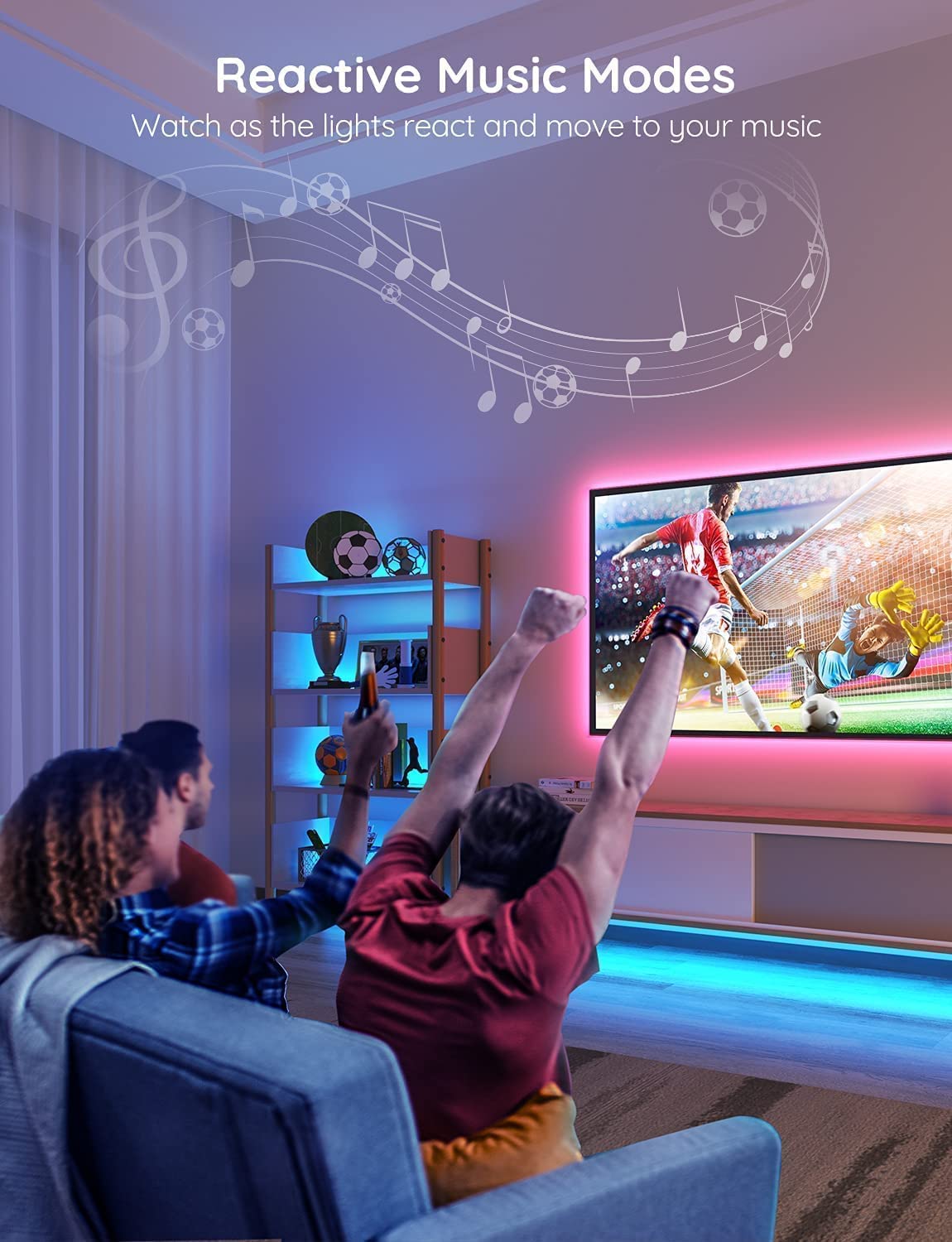Govee 32.8ft LED Strip Lights, Wireless WiFi LED Lights Kit, Music Sync Smart RGB Light Strip Compatible with Alexa Google Home, 2 Rolls of 16.4ft (Not Support 5G WiFi)