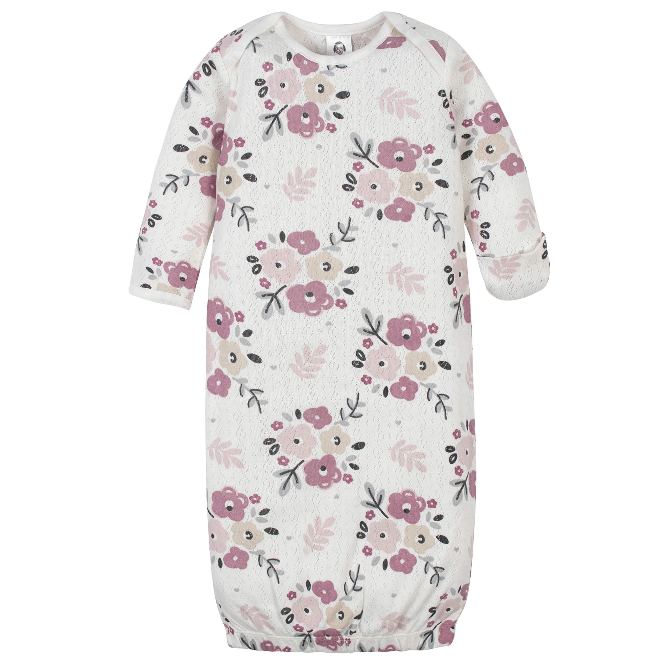 Gerber Baby Girls 4-Piece Gown and Cap Set, Pink Floral, 0-6 Months