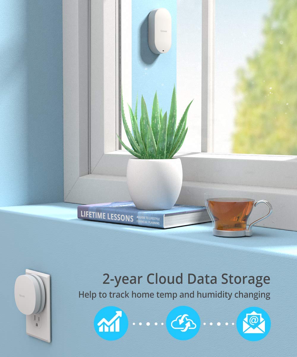 Govee WiFi Hygrometer Thermometer, Wireless Temperature Humidity Sensor with App Alerts, for Greenhouse, Basement, Pets, Garage, 1 Sensor and 1 Gateway (Supports 2.4G WiFi)
