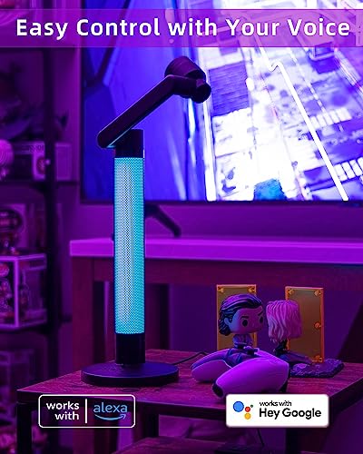 howdot RGB Desk Lamp, Ambience and Lighting in 1, Smart Lamp Compatible with Alexa, Color Changing Lamp with APP Control, Music Sync, 600LM Swing Arm Desk Lamp for Home Office Working & Reading