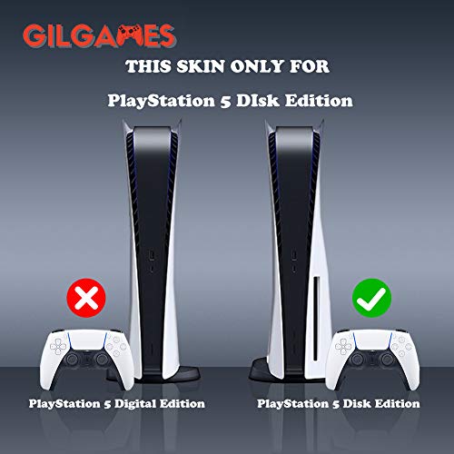 GilGames Skin Decals Faceplate for Playstation 5, Vinyl Protector Wrap Full Set Protective Cover Stickers Kit Console and Controller (Disk Edition)