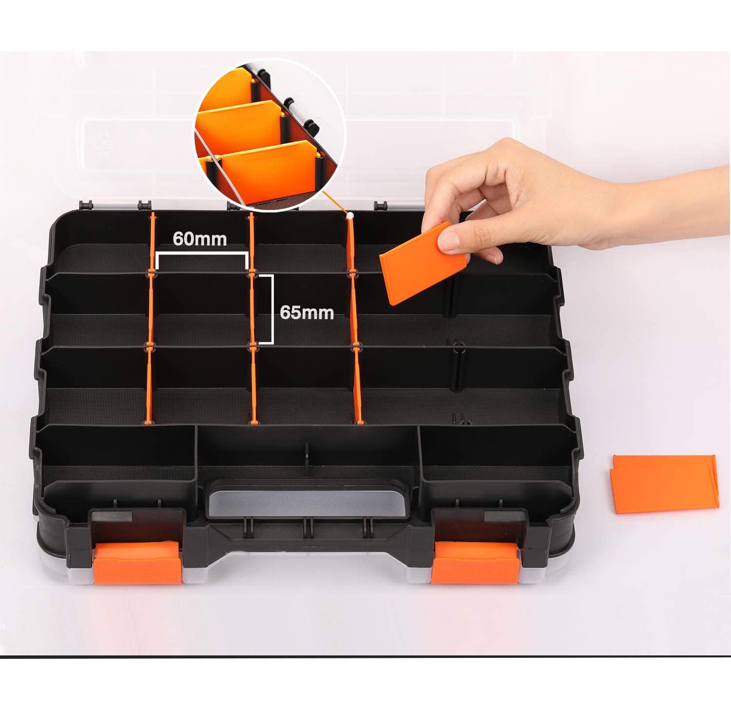 Hn with Yn Double-sided tool storage box, screw organizers and storage bins, small parts organizer box, suitable for storing screws, nuts and Fishing Lures Baits Fishing Hooks other small tool boxes