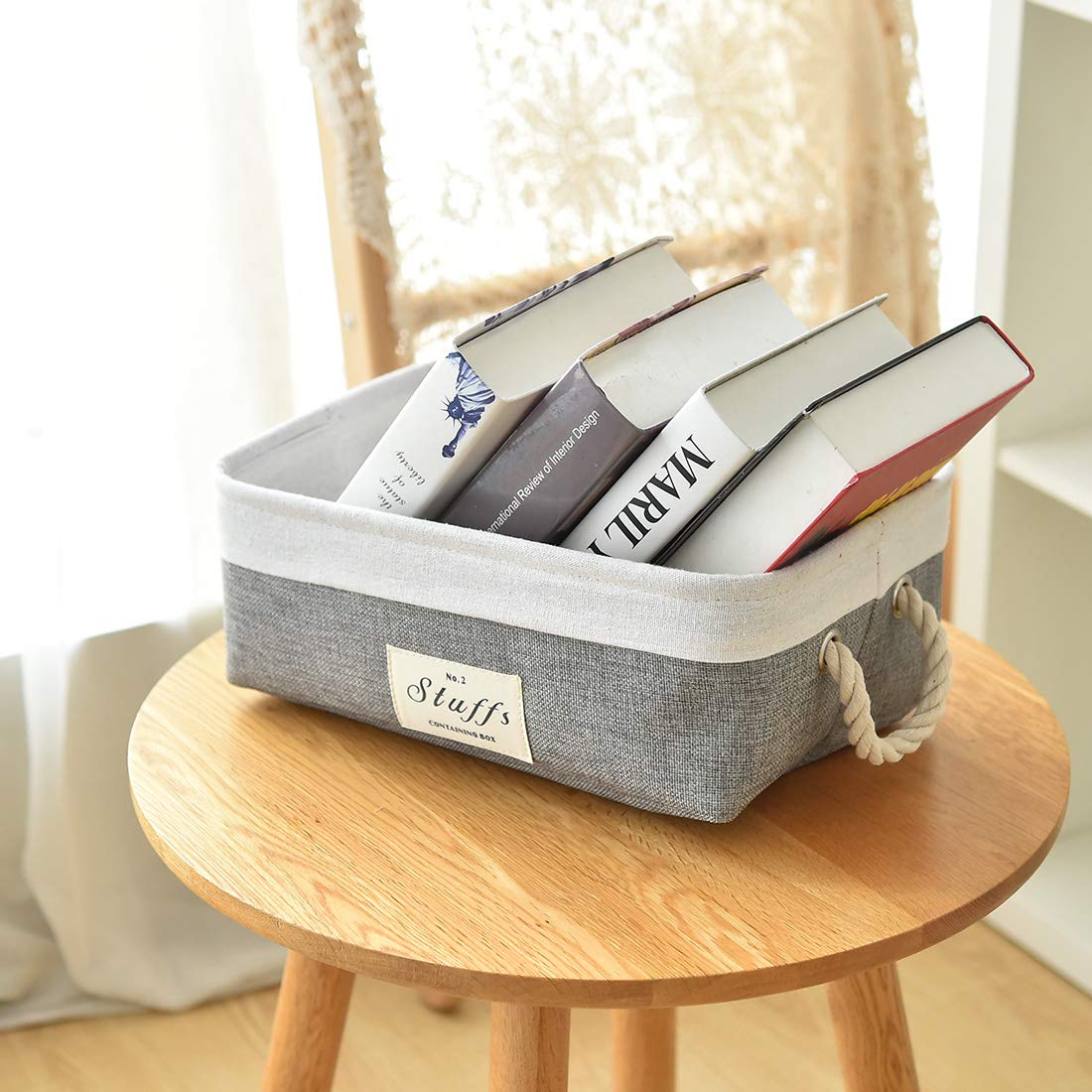 INough Dog Toy Box Gift Basket Pet Supplies Low Storage Basket for Dog Stuff Rectangle Dog Toys Bin Collapsible Small Basket for Closet, Baskets for Organizing Baby Kids (Rectangle)