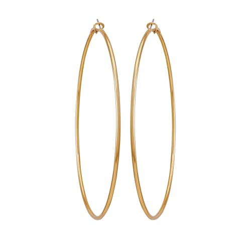 GUESS Extra Large Goldtone Clutchless Hoop Earrings