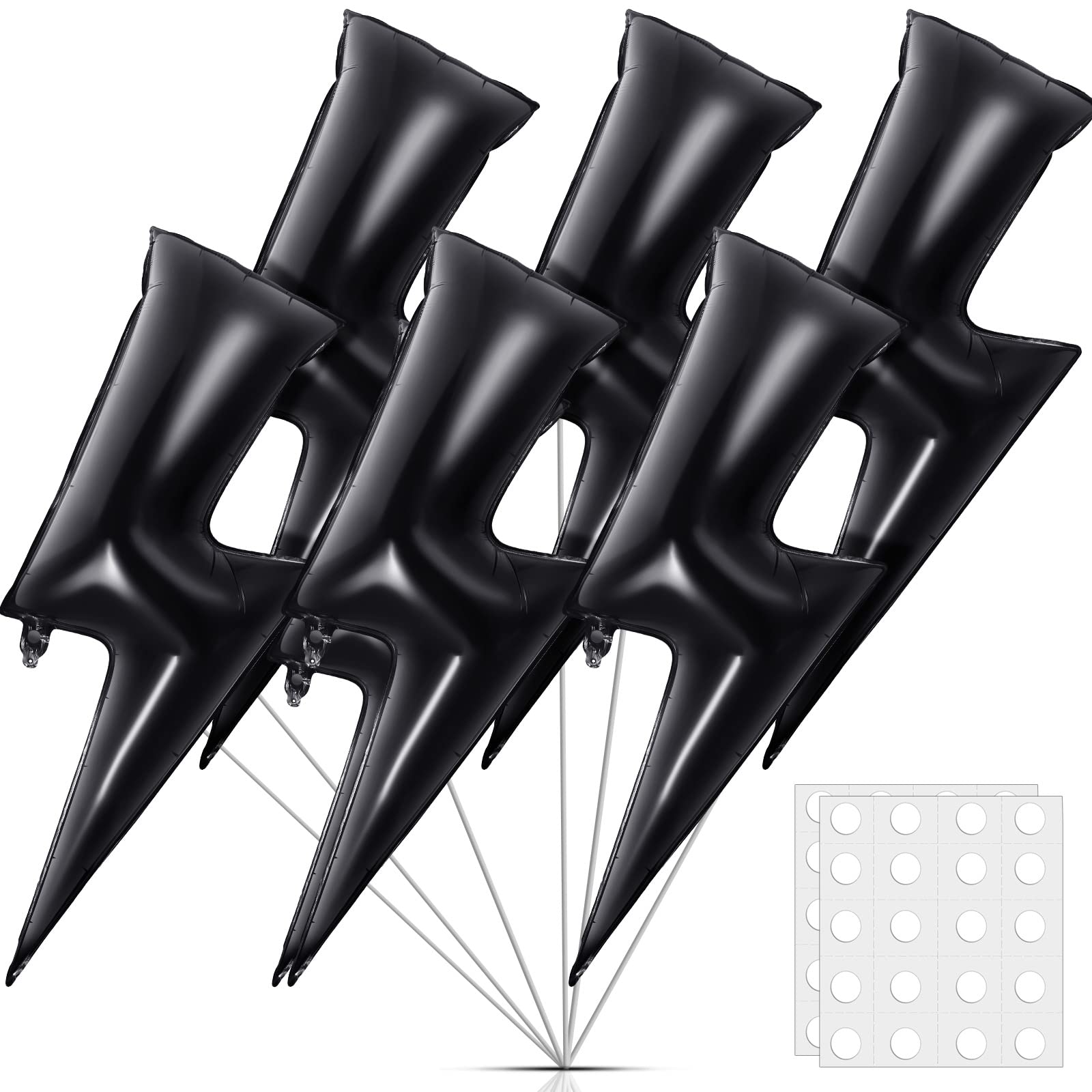 Honoson 6 Pcs 45 Inch Black Lightning Bolt Balloons Large Flash Foil Party Balloons Flash Birthday Party Supplies Lightning Bolt Balloon for Birthday Wedding Graduation Party Decor