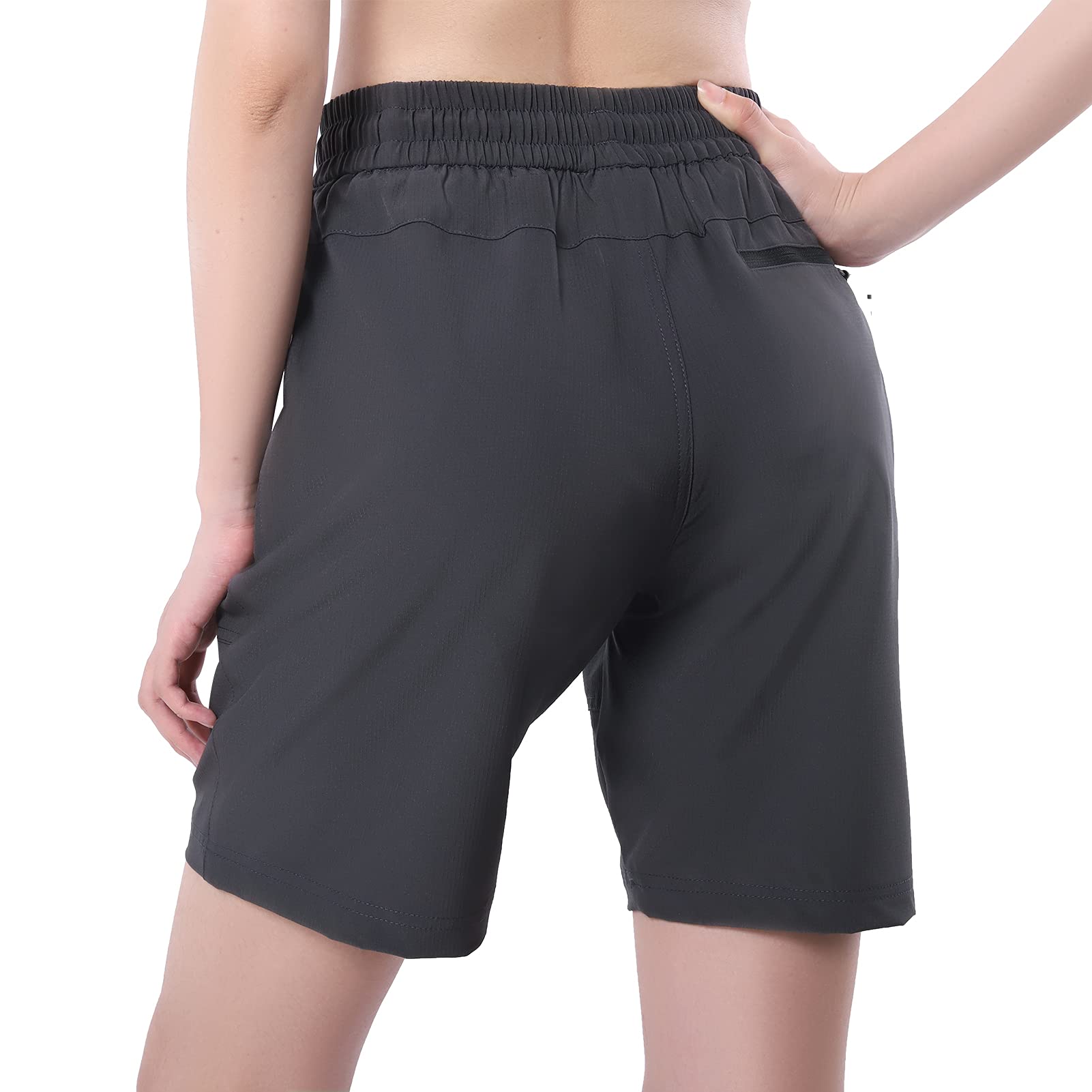 Hiauspor Women's Quick Dry Hiking Shorts Water Resistant Workout Athletic Running Shorts Bermuda Shorts Summer (Grey, X-Large)