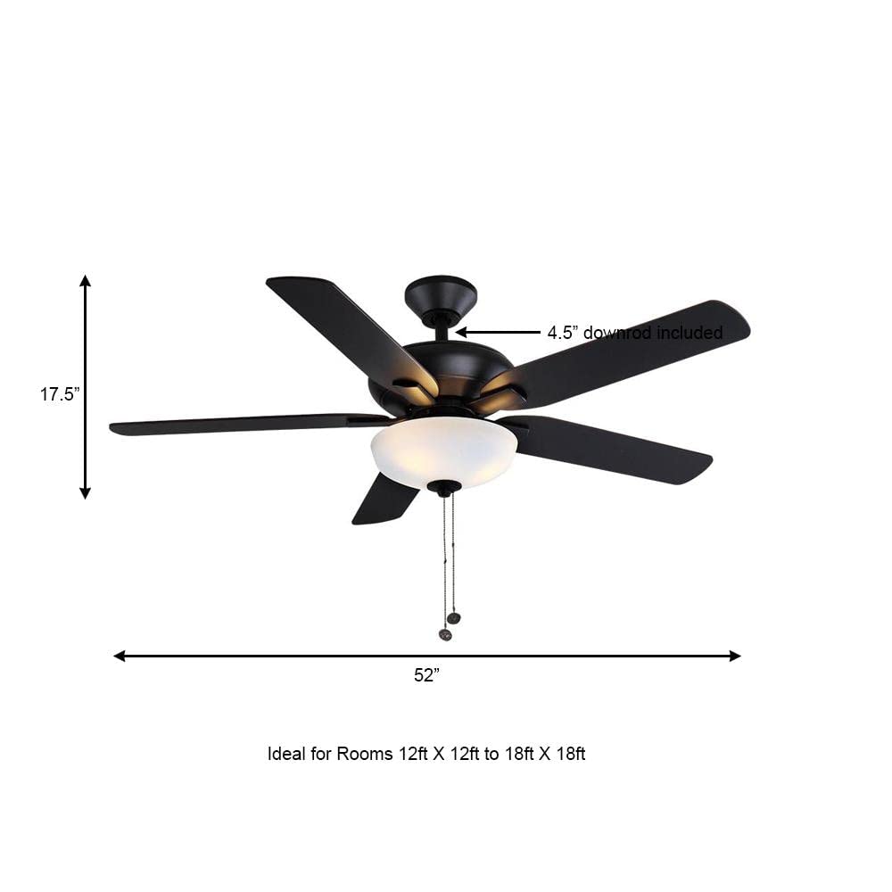Hampton Bay 57264 Holly Springs 52 in. LED Matte Black Ceiling Fan