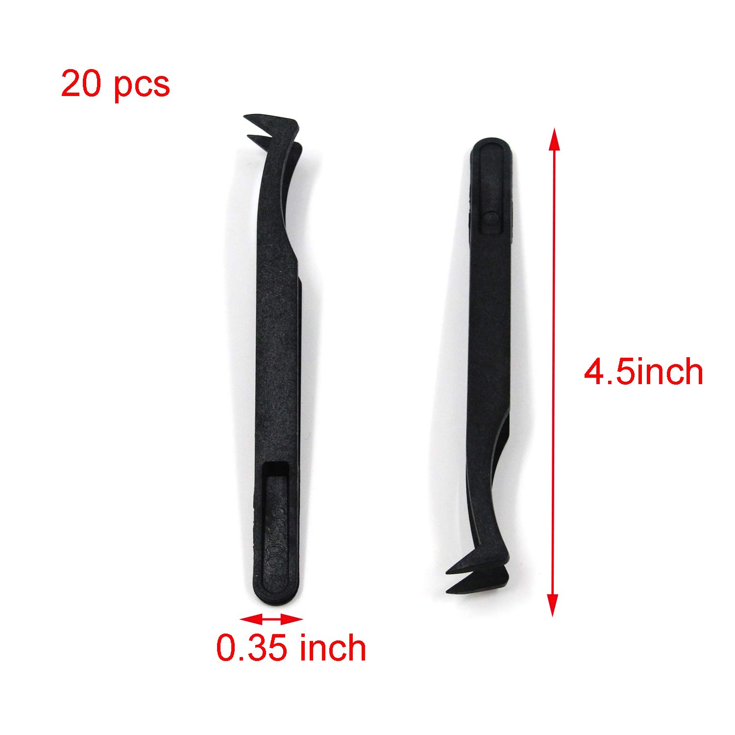 Geesatis 20 pcs Slant Tip Anti-static Tweezers Plastic Black Slant Tweezers for Watchmaker, Professionals Hobbyists Alike, Length 4.5 inch, Pointed Tip