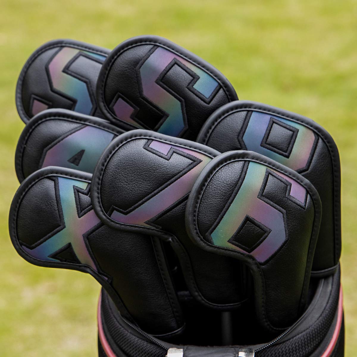 Golf Iron Covers 10pcs, Golf Iron Head Covers Leather Golf Iron Covers Set Colorful Golf Iron Headcovers,Golf Club Head Covers for Iron Customize & Non-Customiz