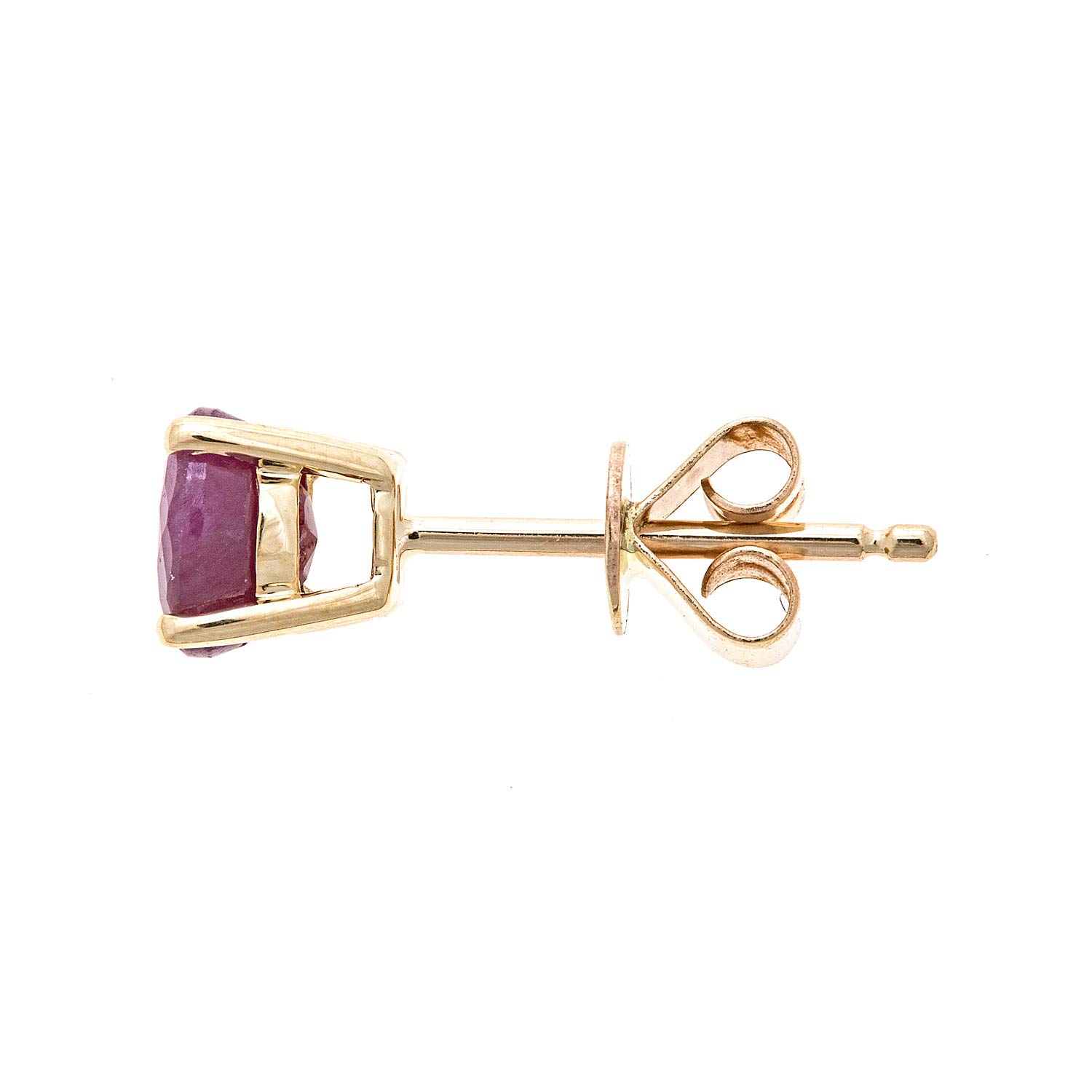 Gin & Grace 10K Yellow Gold Mozambique Genuine Ruby Earrings for women | Ethically, authentically & organically sourced (Round) shaped Ruby hand-crafted jewelry for her | Ruby Earrings for women