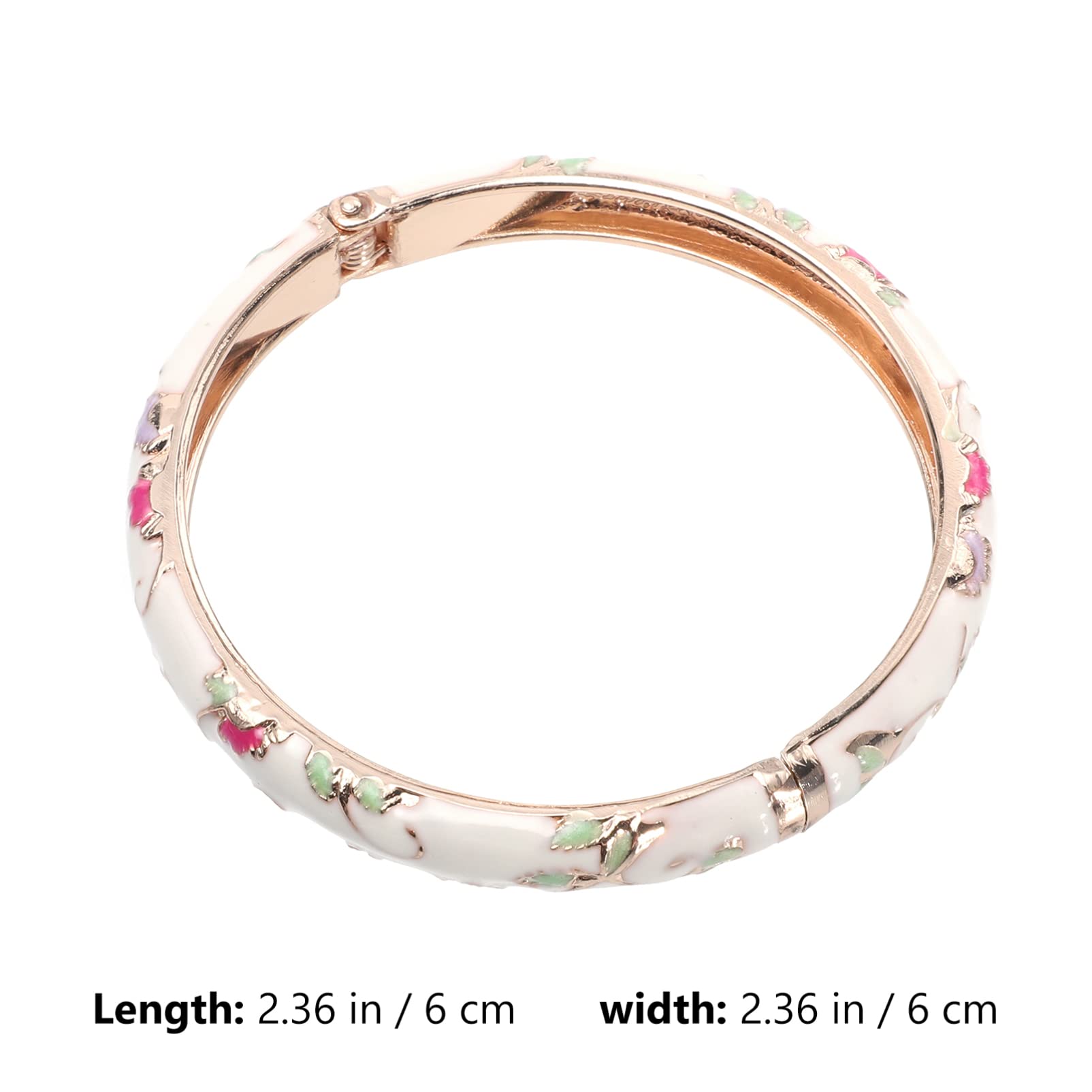 Generic Cloisonne Bracelet Flower Enameled Bangle Bracelet Ethnic Style Open Hinge Cuff Bangle Wrist Bracelet Hand Jewelry 6x0.6cm 38VS2710576IX4FRM3N 0