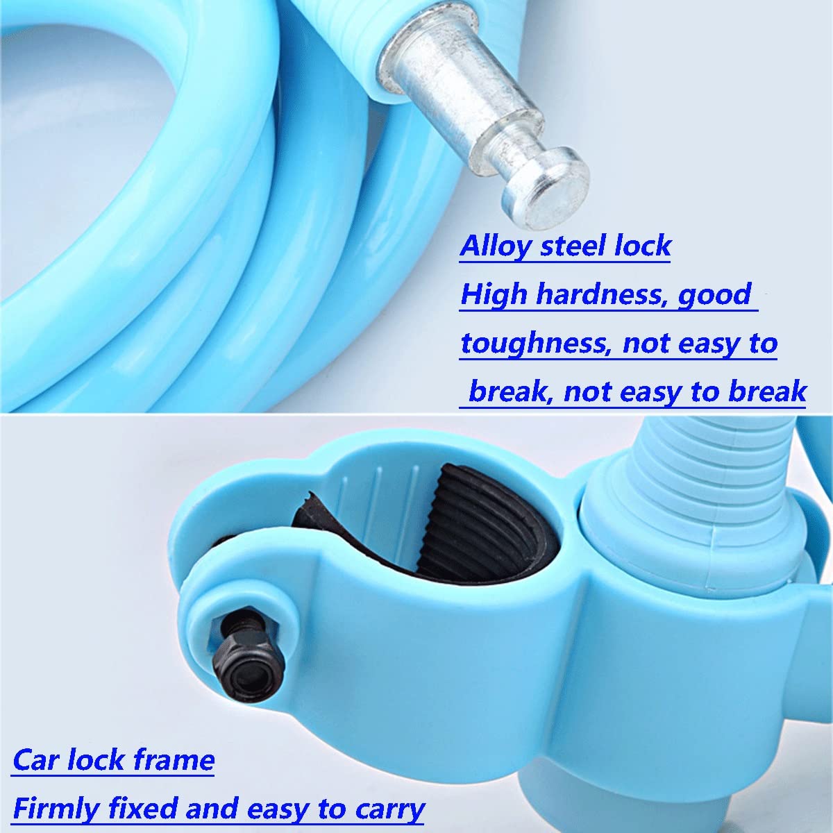 HUKSXZ Bike Cable Locks Anti Theft Cable Security for Handles On Stand Up Paddle Boards. Includes 2 Keys. Bicycle Cable Lock Waterproof (Color : Blue, Size : 120CMX10MM)