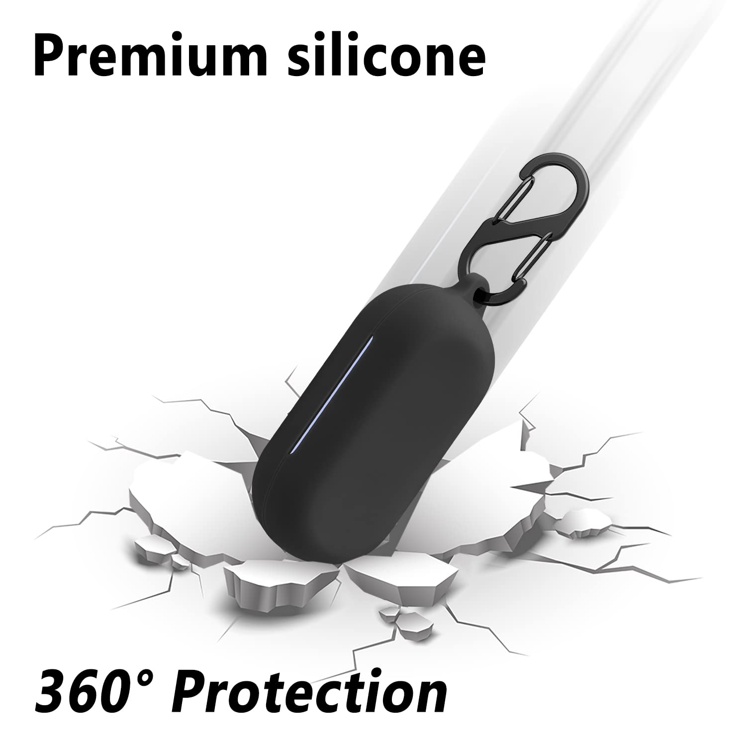 Geiomoo Silicone Case for WF-C700N, Protective Cover with Carabiner (Black)